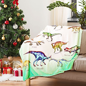 Dinosaur Throw Blanket 50 x 60 Inches Various Dinosaur Signs Blanket for Boys Fuzzy Soft Flannel Throw Blanket Decor for Kids Favor Living Room Bedroom Home Offices Supplies