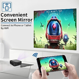 Pocket DLP Mini Projector 3D WiFi Full HD 1080P Supported Outdoor Movie Cinema Wireless Airplay Home Theater with Battery Powered for iPhone Android TV Stick DVD Player Laptop Tablet PS5 HDMI USB