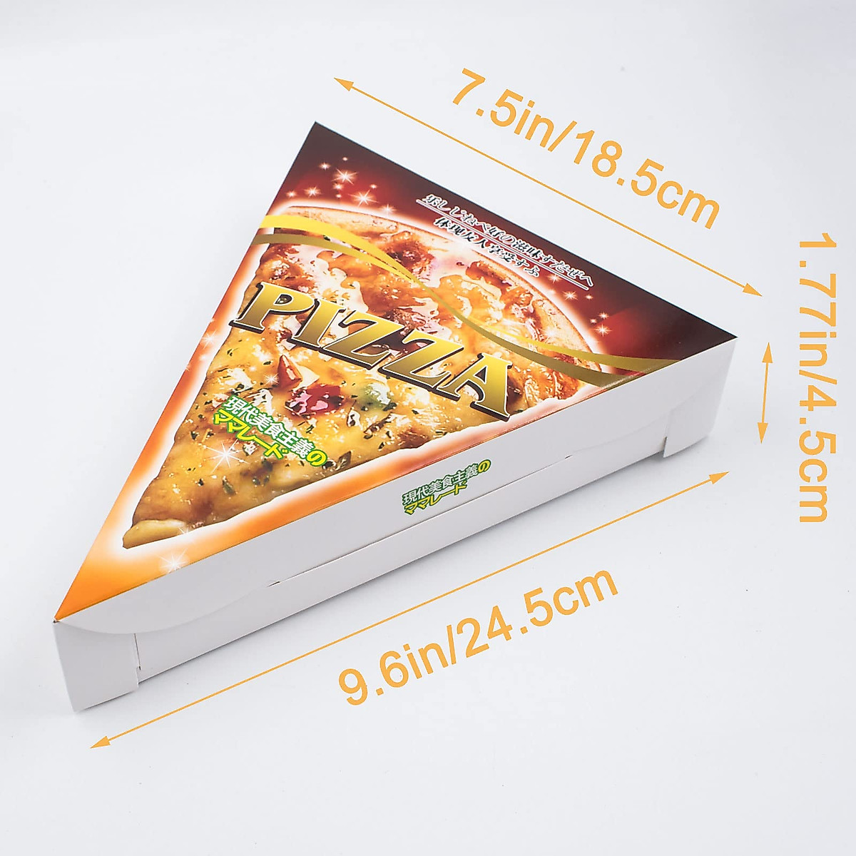 KeaJuidy 24pcs Triangle Pizza Box with Inner Pads Mini Pizza Boxes Take Away Packing Box Take Out Containers Single Slice Pizza Packaging Carton (9.6x7.5x1.77 inchs)