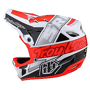 Troy Lee Designs D4 Composite Full Face Bicycle Helmet for Max Ventilation Lightweight MIPS EPP EPS Racing Downhill DH BMX MTB - Adult Men Women (Team Sram White / Glo Red, Medium)