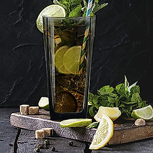 Top-spring 20-Ounce Reusable Plastic Water Tumbler, Clear Shatterproof Drinking Glasses, BPA Free, Set of 6 (20 Oz, Gray)