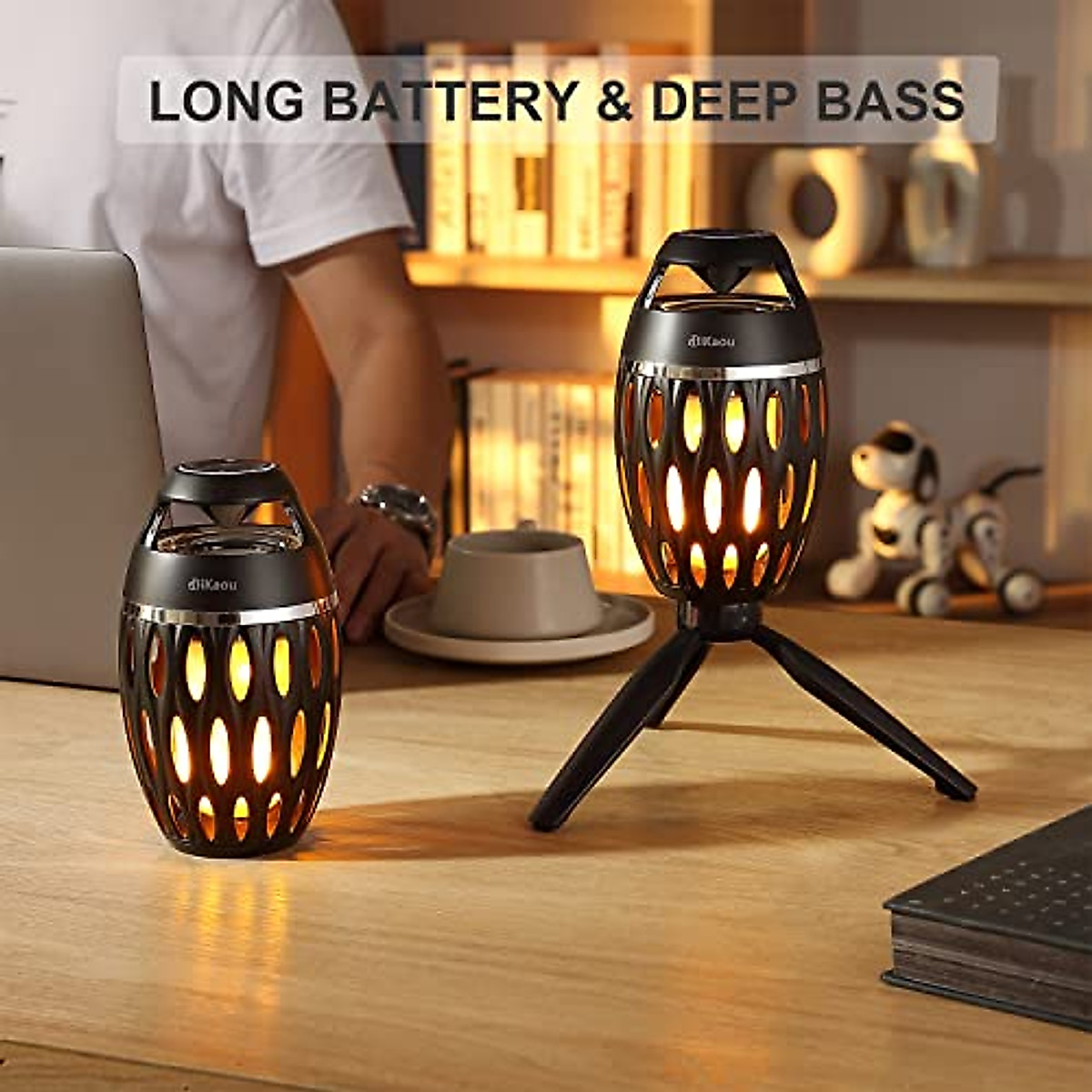 DiKaou 2 Packs Outdoor Bluetooth Speakers, Gifts for Men, Torch Lantern Waterproof Wireless Speakers, BT5.0, Gadgets Christmas Birthdays Gifts for Dad Mom Women, Garden Patio Decro, Tripod & Stake