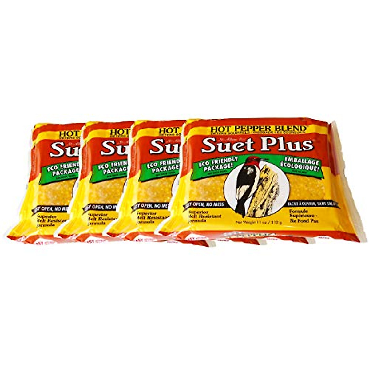 Hot Pepper Suet Value Pack 4 Hot Pepper Suet Cakes for Wild Birds 11 Ounces Each