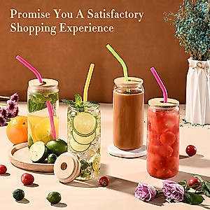 AJARAERA 20 oz Glass Cups with Lids and Straws,Beer Glasses,Drinking Glasses, Iced Coffee Cup,Glass Cups of 12