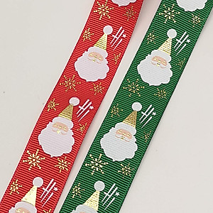 Chenkou Craft 12Yards Merry Christmas Polyester Grosgrain Ribbon 1"(25mm) Snowflake Claus Beer X'Mas Hat Sock (1"(25mm) Christmas Ribbon)