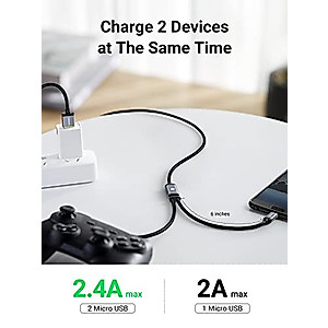 UGREEN Micro USB Cable, Splitter Dual Micro USB Charging Cable Data Sync and Power, Compatible with Two Android Phones Tablets PS4 Game Controller Samsung Galaxy Note LG Nexus, 3ft