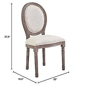 Modway Emanate French Vintage Upholstered Fabric Dining Side Chair in Beige