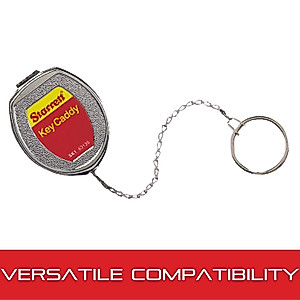 Starrett Key Caddy with 21" Stainless Steel Chain, Heavy-Duty Die-Cast Zinc Case, Large Key Ring, Retractable Design - SK1