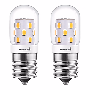 Maelsrlg LED Microwave Light Bulbs Under Hood 40W Equivalent, E17 LED Bulb Dimmable for Range Hood, 3W 380 Lumens, LED Appliance Light Bulb Over Stove, Warm White 3000K, 2 Pack