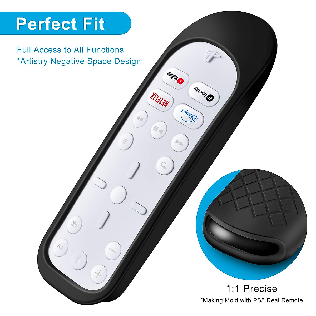 [2 Pack] Silicone Cover for PS5 Remote Control, Protective Skin for Sony PS5 Media Remote, with Hand Strap, Shockproof, Anti-Slip, Skin-Friendly - Black/White