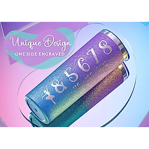 Onebttl Dance Teacher Appreciation Gift for Women, Her - & 5 6 7 8 Live Love Dance - Gifts for Dance Teachers - 20oz/590ml Stainless Steel Insulated Tumbler with Straw, Lid - Glitter Purple