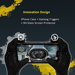 iPhone 13 Pro Mobile Gaming Triggers Controller Case and Gaming Glass (Screen Protector) for PURG/Sniper/Fortnitee/Call of Duty and other shooting games