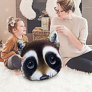 L.F.Z Cute Dog Face Pillow Plush Fun Pillows Soft Outdoor Pillows Personalized Sofa Backrest Pillow(Raccoon)