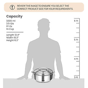 MILTON Galaxia 3500 Insulated Stainless Steel Casserole, 3.5 qt. (3300 ml, 111 oz) Thermal Serving Bowl, Keeps Food Hot & Cold for Long Hours, Elegant Hot Pot Food Warmer Cooler, Silver
