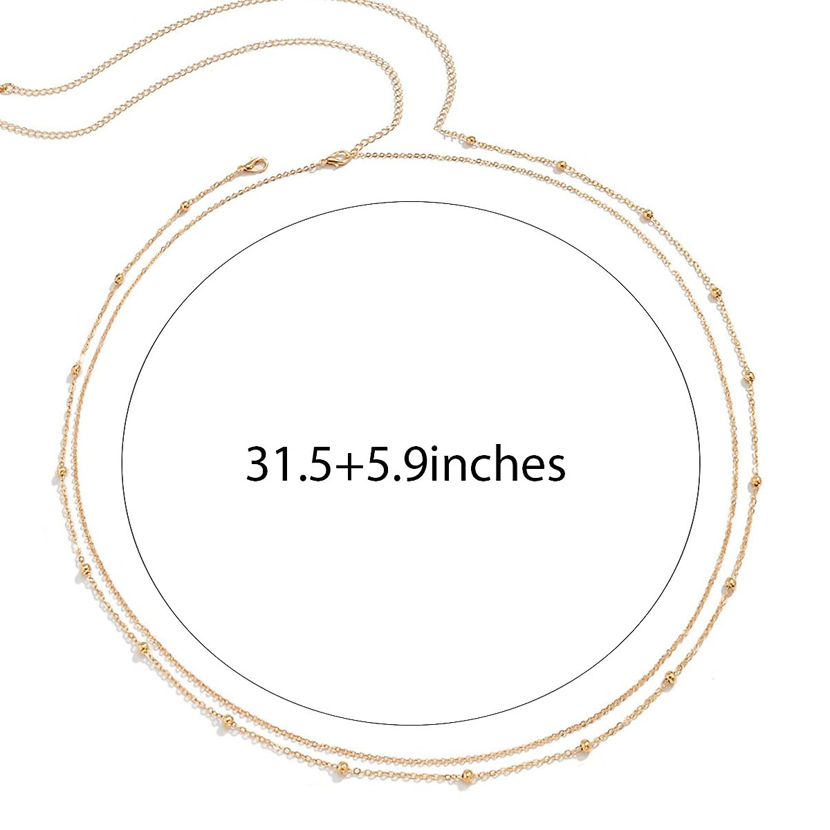 Beaded Waist Chain, Dainty Belly Chain, Simple Bikini Body Chain for Women (WC32-Beaded&Chain)