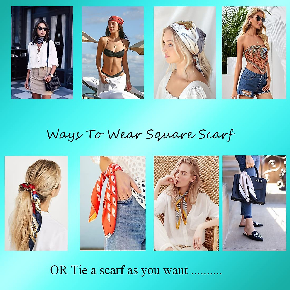 Persmileful Women's Fashion Soft Large Satin Square Chiffon Polyester Scarf Set Head Neck Multiuse Solid Colors Available (Dark green)