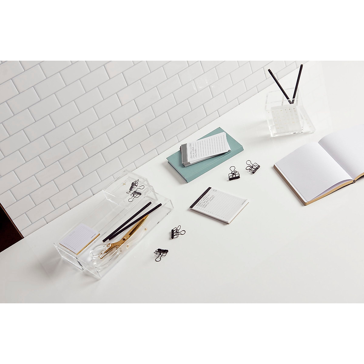 russell+hazel Acrylic Scissors, Left or Right Hand, Clear and Gold-Toned, 9”