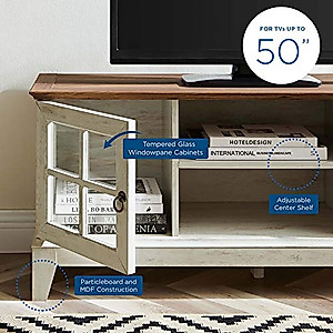 Modway Isle Coastal Contemporary 47" TV Stand, 15.5" L x 46.5" W x 20" H, Walnut White