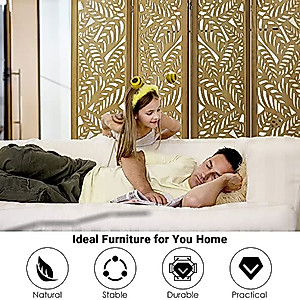 ECOMEX Cut-Out Room Dividers,5.6 FT Floral Cutouts Foldable Panel,Privacy Wall Portable Room Dividers Screen Wood Room Mesh Durable Design Freestanding Wooden Separator for Office(Brown Cut-Out)