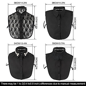Women's Fake Detachable Dickey Collar Diamond Pearl Lace Fake Half Shirt Collar (Black)
