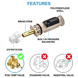1222 Replacement Cartridge with Puller 104421 and Handle Adapter Kit 116653, Compatible with Moen Single Handle Posi Temp Tub Shower Faucet
