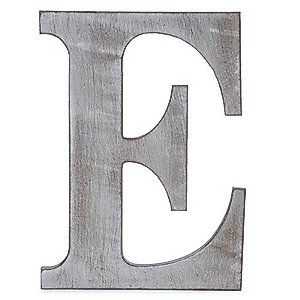 The Lucky Clover Trading E Wood Block, 14" L, Charcoal Grey Wall Letter, Gray