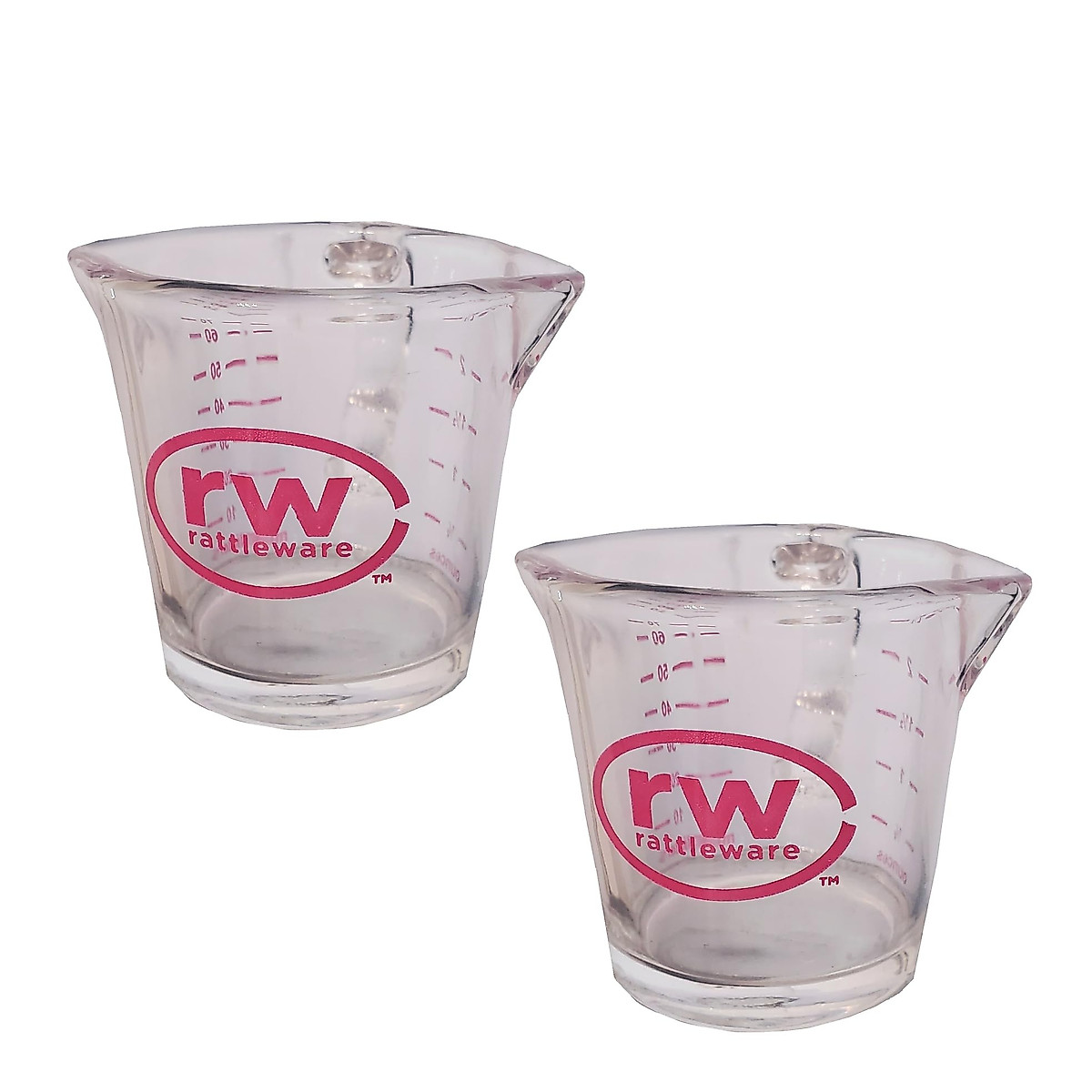 Rattleware 3 oz Espresso Shot Glass Pitcher – Double Spouted Genuine Barista Measuring Cup with Graduations in ml & oz – High-Volume, Commercial-Grade for Swift Espresso Pouring & Precision (2 Pieces)