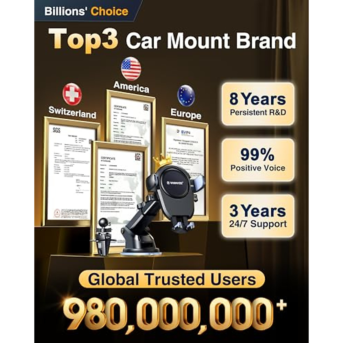 VANMASS 2024 Upgraded Car Phone Holder Mount [Strongest Suction & Military-Grade] Universal Cell Phone Holder Stand for Truck Dash Windshield Vent Cradles for iPhone Android All Smartphones