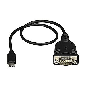 StarTech.com USB C to Serial Adapter Cable 16" (40cm) - USB Type C to RS232 (DB9) Converter Cable - USB-C Serial Cable for PLCs, Scanners, Printers - Male/Male - Windows/Mac/Linux (ICUSB232C)