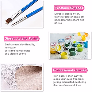 GemZono 4 Pack Paint by Numbers for Adults Without Frame, DIY Oil Painting Set for Beginner, Scenery Canvas for Home Wall Decor Arts (12X16 inch/ 30X40cm)