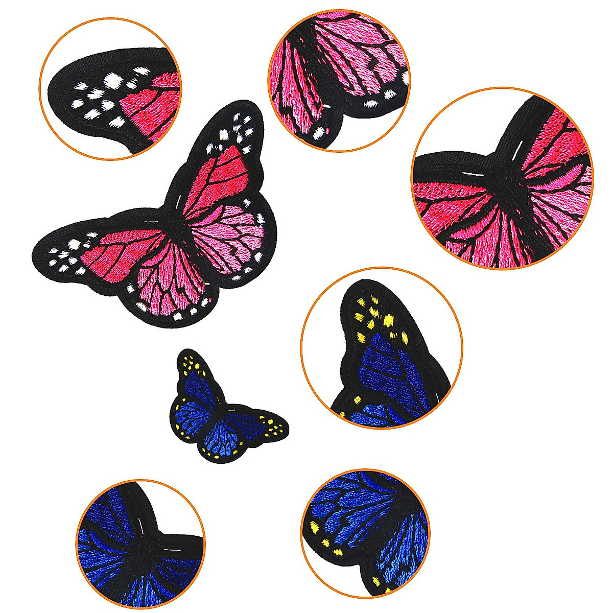 20pcs Butterfly Iron on Patches, 2 Size Embroidered Sew Applique Repair Patch
