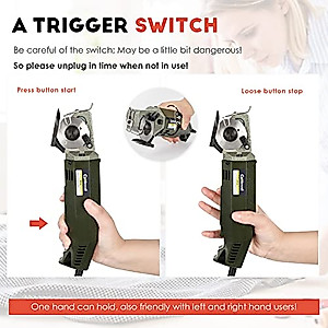 CGOLDENWALL Electric Rotary Fabric Cutter, Multi-layer Electric Fabric Scissors, 0.78"Cutting Thickness, for Cloth Fabric Leather and Carpet, with Replacement Blades, Sharpening Stones and more, 110V