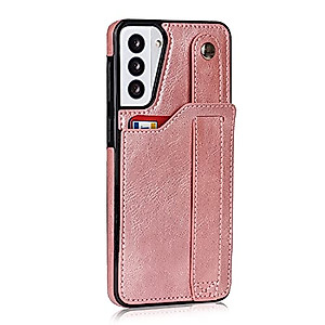Phone Case Cover Compatible with Samsung Galaxy S21 Plus Leather Wallet Phone Case Stand Wrist Strap Phone Case Adjustable Wrist Strap Phone Case Compatible with Samsung Galaxy S21 Plus Bags Sleeves (