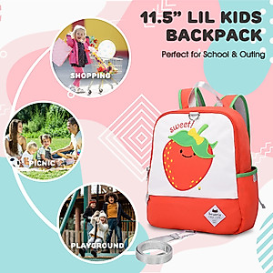 Beatrix New York - Toddler & Kids 11.5" Backpack Bag with Removable Leash for Girls & Boys (STRAWBERRY), Ideal for Preschool & Kindergarten Back to School