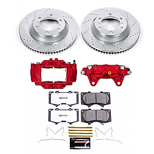 Power Stop Front KC5873A-36 Z36 Truck & Tow Brake Pad and Rotor Kit with Red Powder Coated Calipers For Lexus GX460 2016-2022, Toyota 4Runner 2015-2023 [Model Specific]