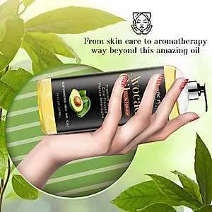 MAJESTIC PURE Avocado Oil - 100% Pure and Natural, Cold-Pressed, for Skin Care, Massage, Hair Care, and Carrier Oil to Dilute Essential Oils, 16 fl oz