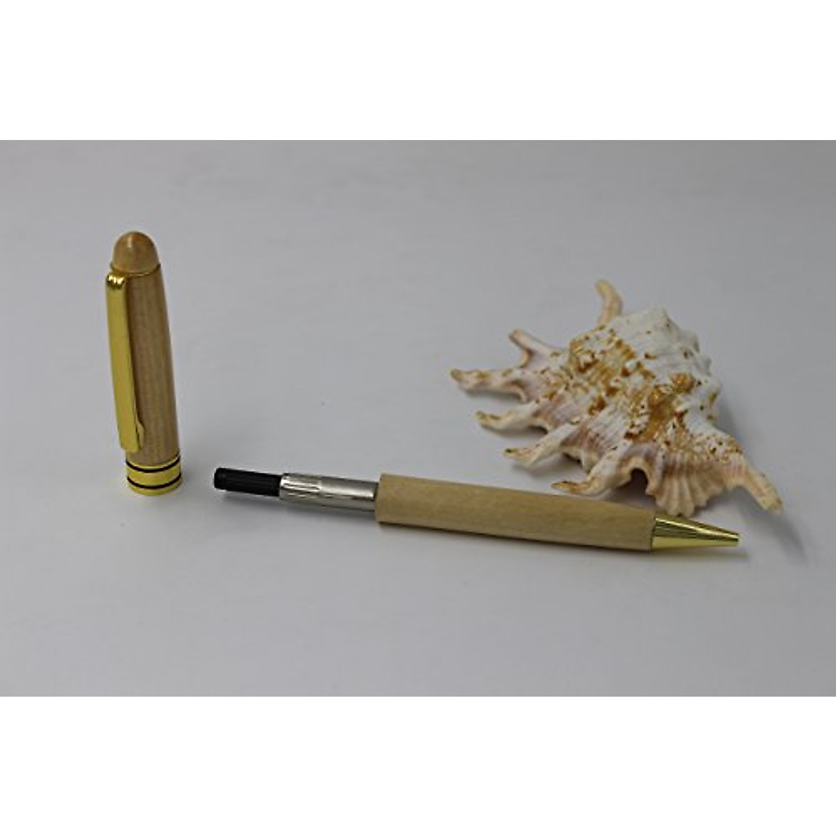 JASON YUEN 5PCS PACK Wooden Eco pen White wood ballpoint pens with gold accessories (Model A, 5PCS WHITE WOODEN)