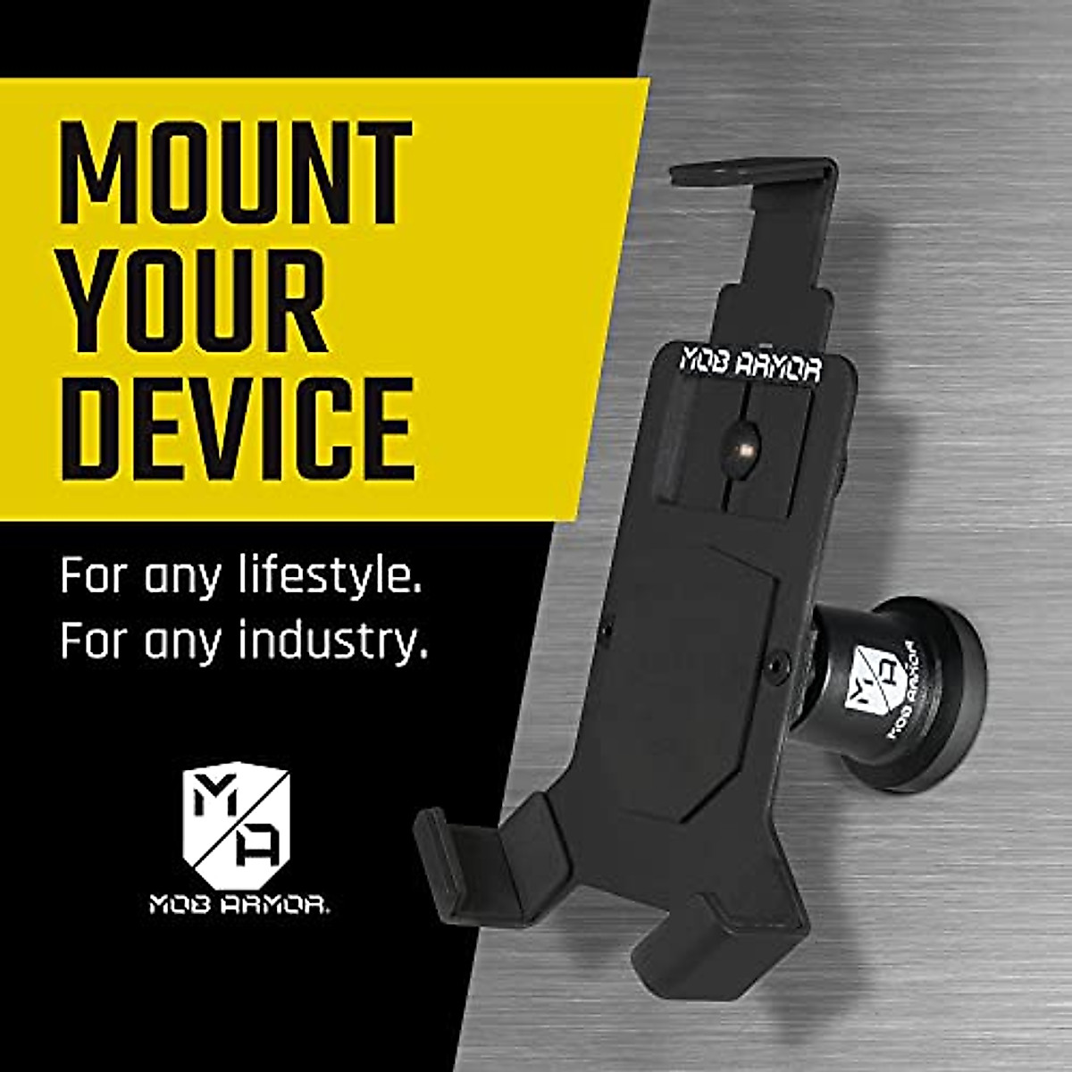 Mob Armor Mount Switch - Magnetic Phone Mount for Car - Universal Cell Phone Holder for Cars, Truck, Jeep, ATV, UTV, & Other Vehicle - Compatible with iPhone & Android Cellphone - Large, Black