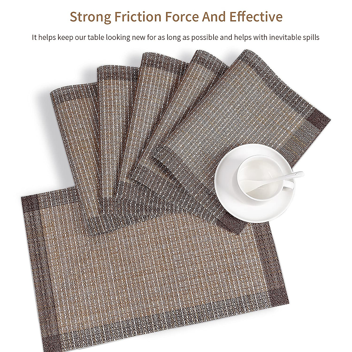 SENDAY Placemats, Set of 8 Heat-Resistant Placemats Stain Resistant Anti-Skid Placemats for Kitchen Table, Washable Durable PVC Table Mats Woven Vinyl Placemats