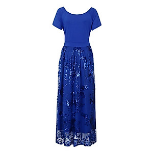 Plus Size Tulle Dresses for Women Sleeve Short Size Mesh Dress Floral Women Party Little Dress for Women Plus Size Blue