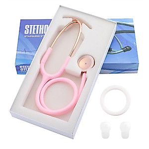 professoRs Pink Stethoscope for Students Nurse Doctor, Beautiful Gold-Plated Stetho for Clinical Use, Professional high-sensitivity fiber membrane, Double Sided Stethoscope by professoR