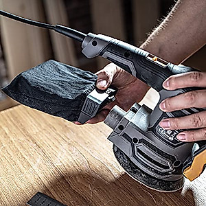 3.8A(450W) Orbital Sander, Jellas 6 Variable Speeds Double Handle Random Orbit Sander, 5-Inch Electric Sander with 18pcs Sandpapers, Dust Collector, Ideal Power Sander for Woodworking(OS450)