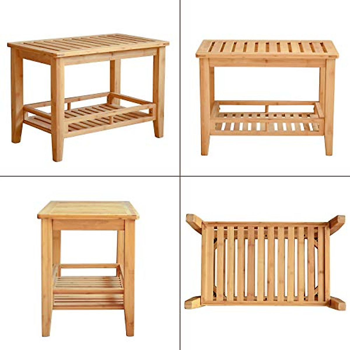 RANDEFURN Shower Bench 24'' Shower Chair with Shelf, Bathroom Bench,Shower Benches for InsideShower, Shoe Organizer or Entryway Bench 24x15x18.2 Inches