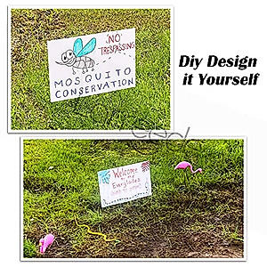 Blank Yard Signs With Stakes, 2 Pack 18 x 12 Inches White Plastic Yard Lawn Sign For Happy Birthday,Garage Sale Signs, Rent, Guidepost Decorations, Blank Lawn Signs With Stakes