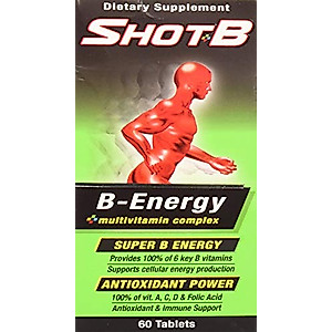 Shot B Energy Multivitamin Supplement, Tablet, 60 Count, Green