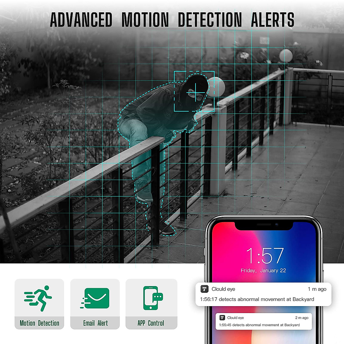 3MP Home Security Camera System Wireless Outdoor, 8 CH WiFi Surveillance NVR Kits with 2X IP Cameras & 2X PTZ Cameras, 1TB HDD, 2-Way Audio, Color Night Vision, Motion Alert, Remote Access