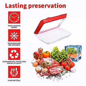 Food Plastic Preservation Tray, Stackable Food Tray Reusable Creative fresh tray storage for Food Preservation (4 Pack)
