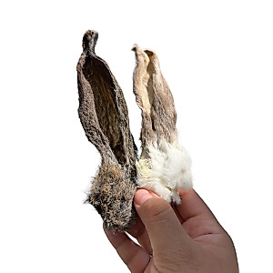 Dehydrated Rabbit Ears for Dogs & Cats - Furry Rabbit Ear Dog Treats - USA Sourced Whole Rabbit Ears with Fur for Dogs - Rawhide Alternative - 100% Single Ingredient Furry Rabbit Ears (6 Count)