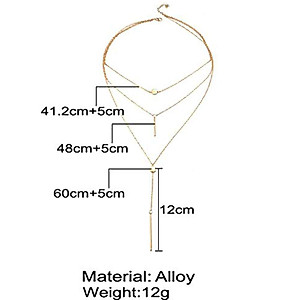 Chmier Bohemia Layered Choker Necklace Stick Bar Necklace Disc Necklace Coin Necklace Silver Bar Disc Pendant Necklace for Women