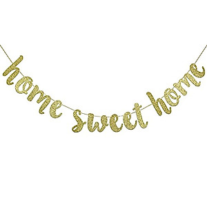 Home Sweet Home Gold Glitter Hanging Sign Banner- Welcome Home Banner, Home from War Banner, Military Welcome Home Banner, Welcome Home Sign